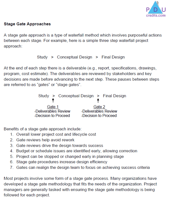 Waterfall and Stage Gate Approaches Course - PDU Credits LLC